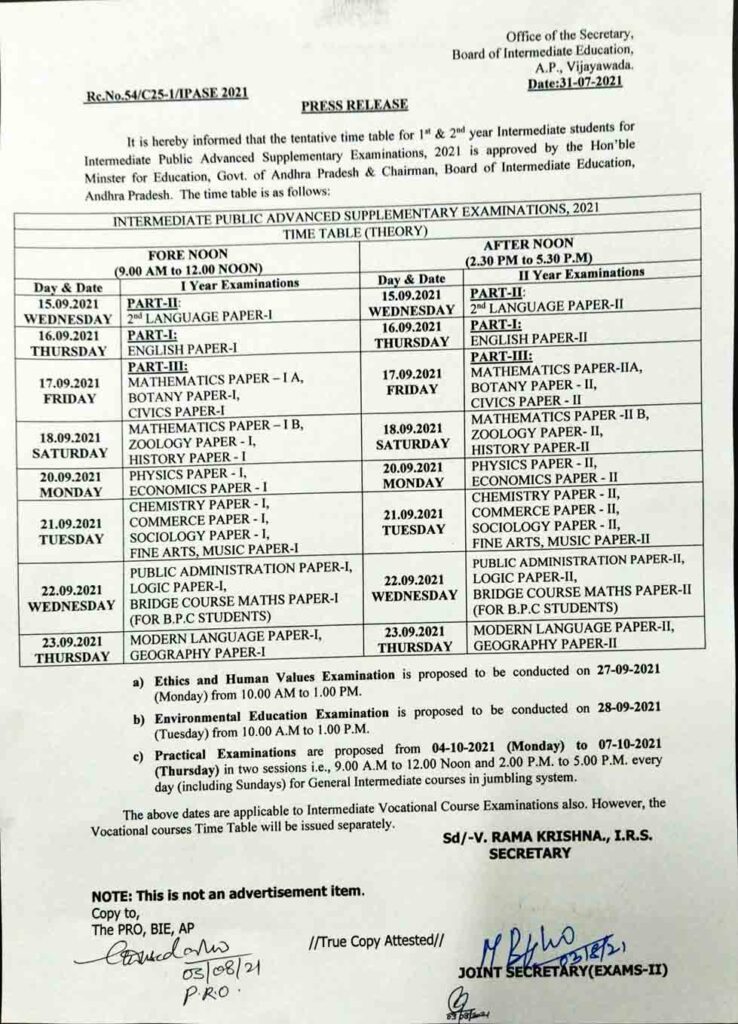 AP INTERMEDIATE PUBLIC ADVANCED SUPPLEMENTARY EXAMINATIONS 2021 IST ...