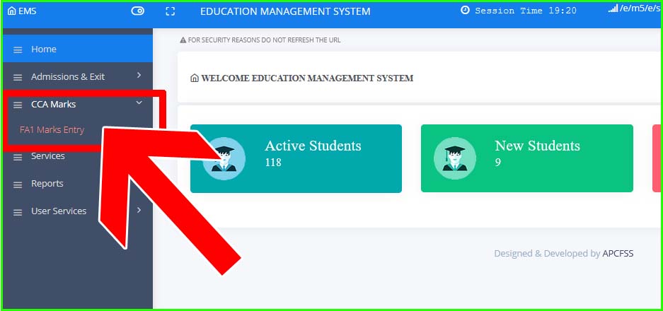 HOW TO ENTER FA1 CCE MARKS IN STUDENT INFO SITE - FA1 MARKS ENTRY LINK