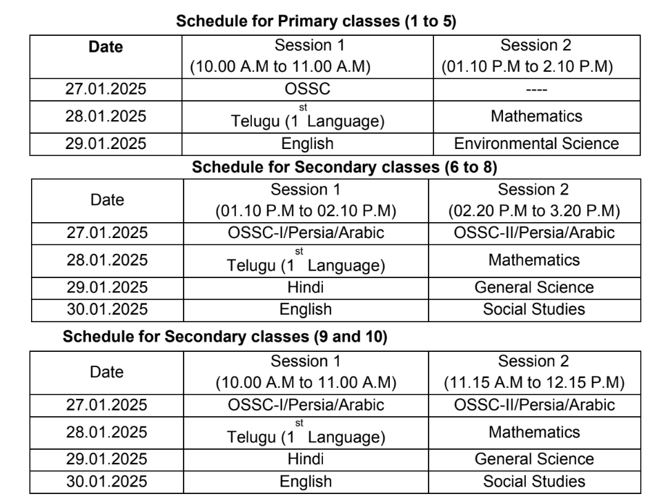FA3 EXAM Time Table - FA3 Exam Instructions